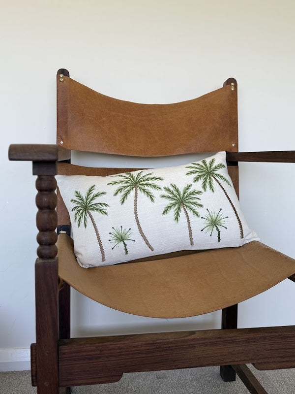 Green Palms Cushion | Palm Tree Cushion | Natural Linen Cushions – Vita ...