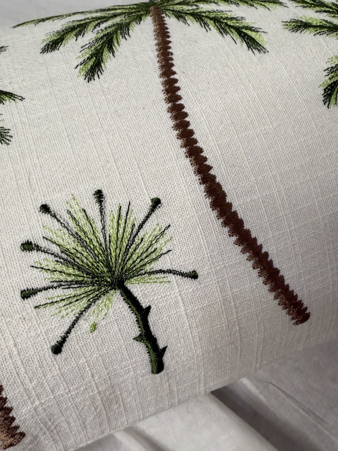 Green Palms Cushion | Palm Tree Cushion | Natural Linen Cushions – Vita ...
