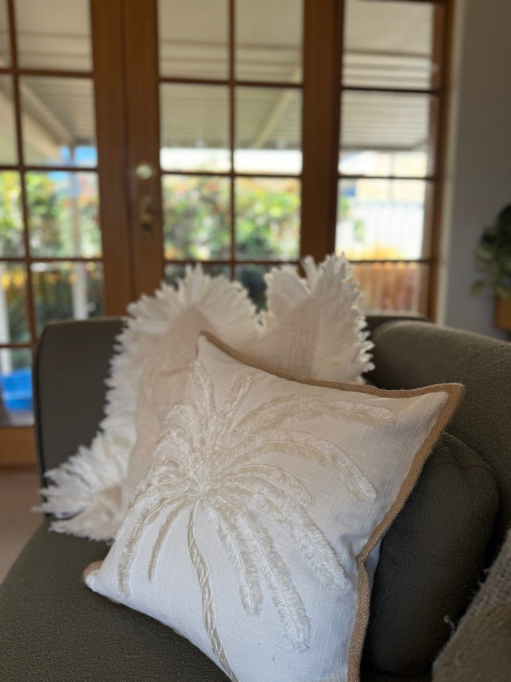 Crisp Palm Cushion | Natural Linen Cushion | Statement Cushion – Vita Haus